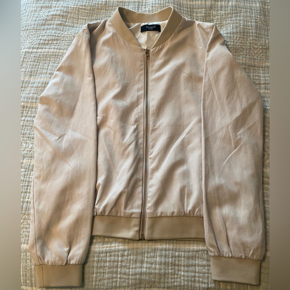 Jackets & Coats | Sisters Point Beige Bomber Jacket Satiny Large Worn ...